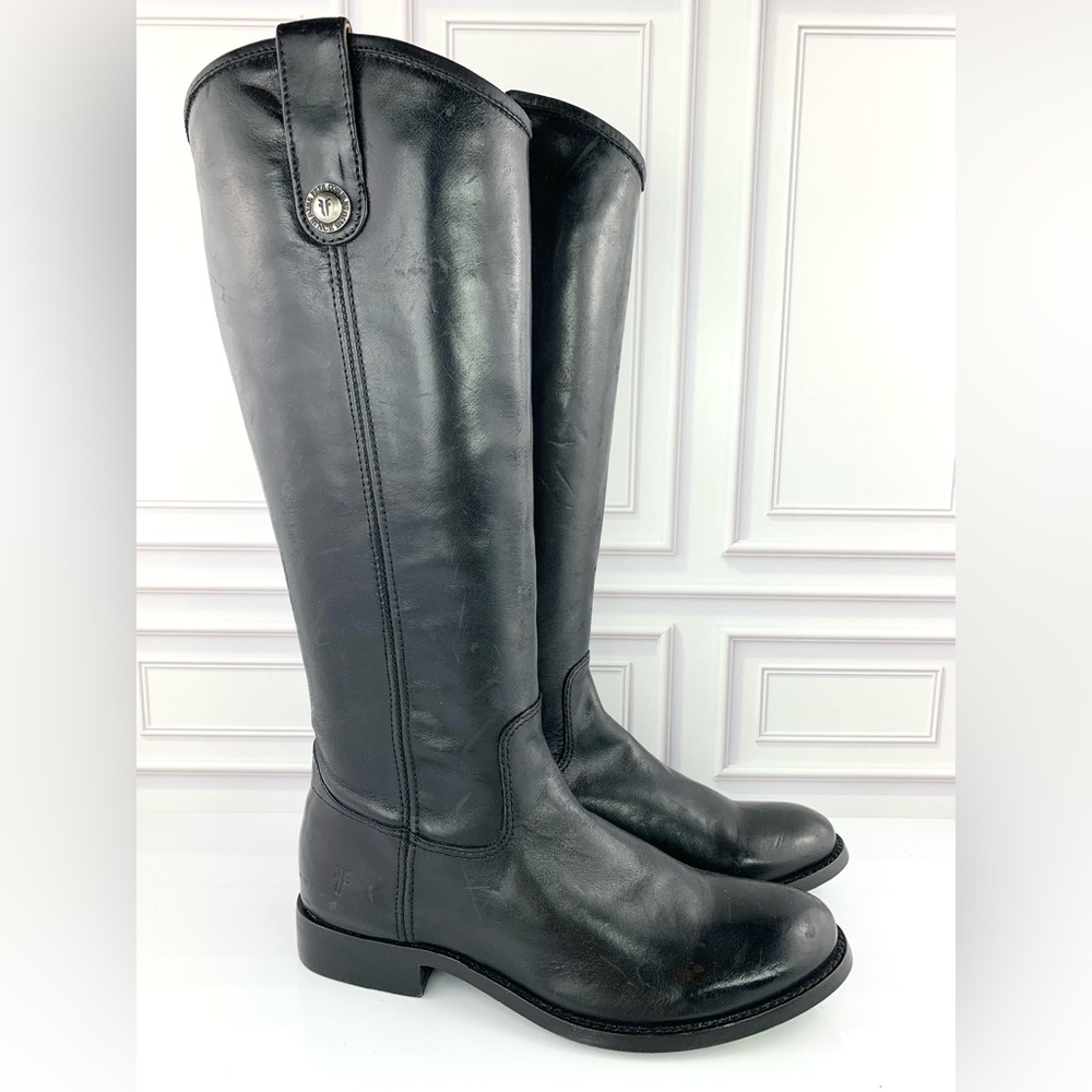 New! Frye Melissa Button Leather Riding Boots Black S… - Gem